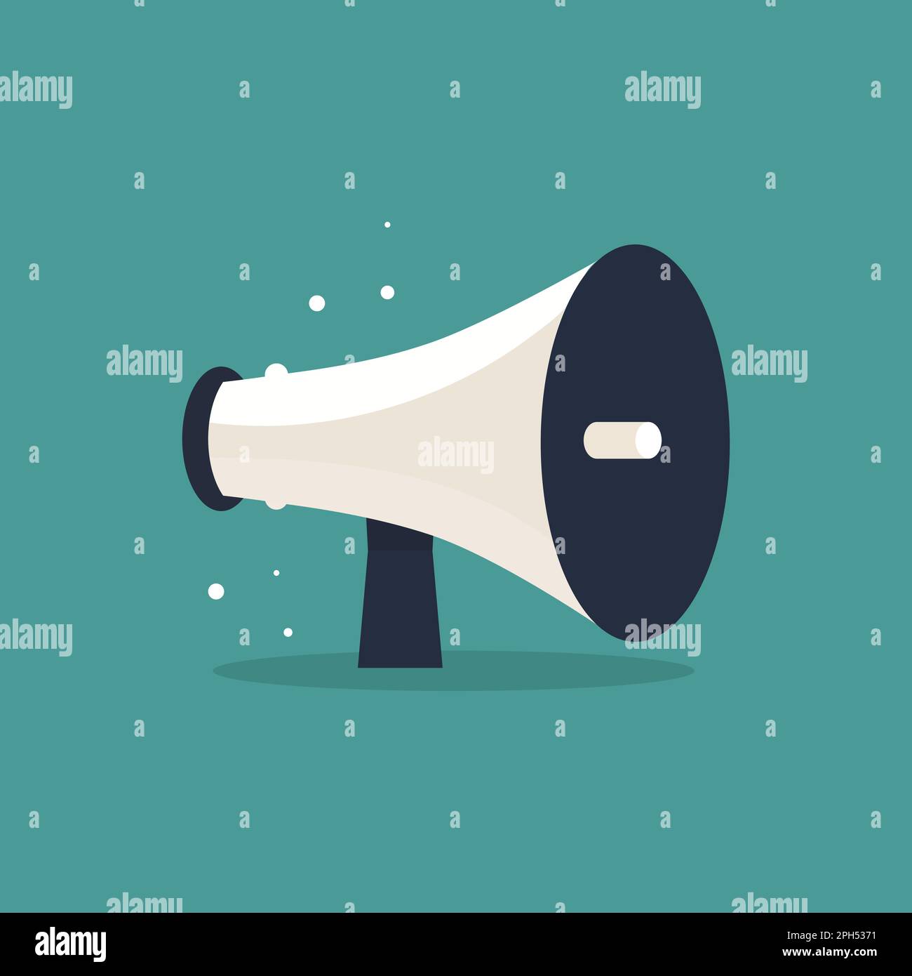 Poster with megaphone. Megaphone in flat design on blue background ...
