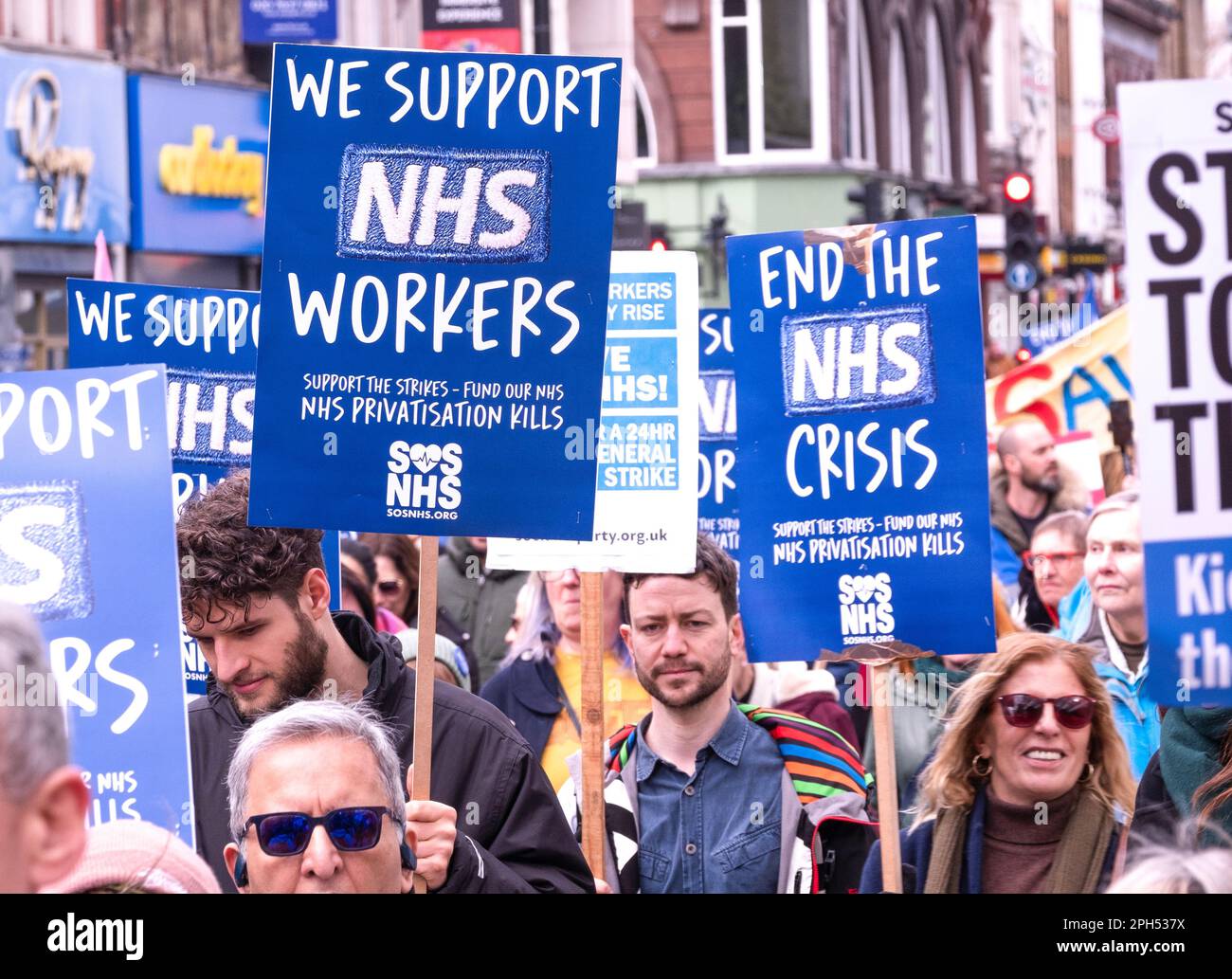 Protesters at the SOS NHS National Demo in London, supporting striking ...
