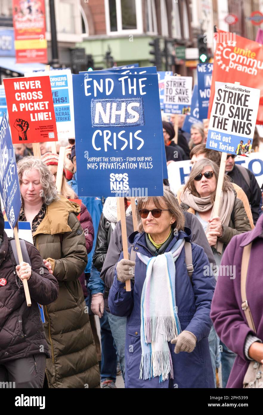 Protesters at the SOS NHS National Demo in London, supporting striking ...