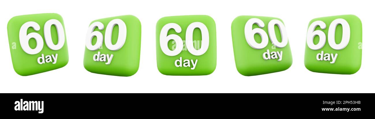 3d rendering Sixty days to go different positions icon set. 3d render ...