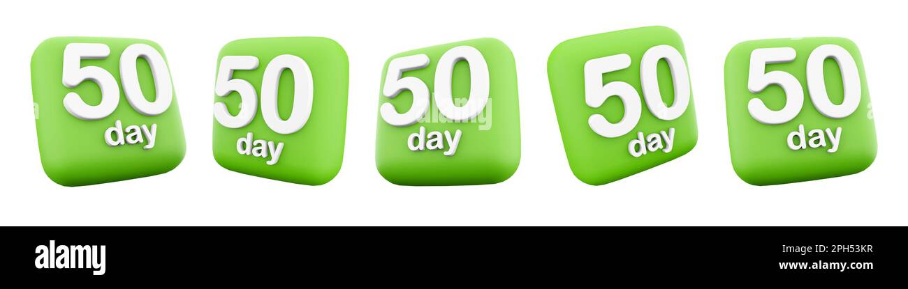 3d rendering 50 days to go different positions icon set. 3d render ...