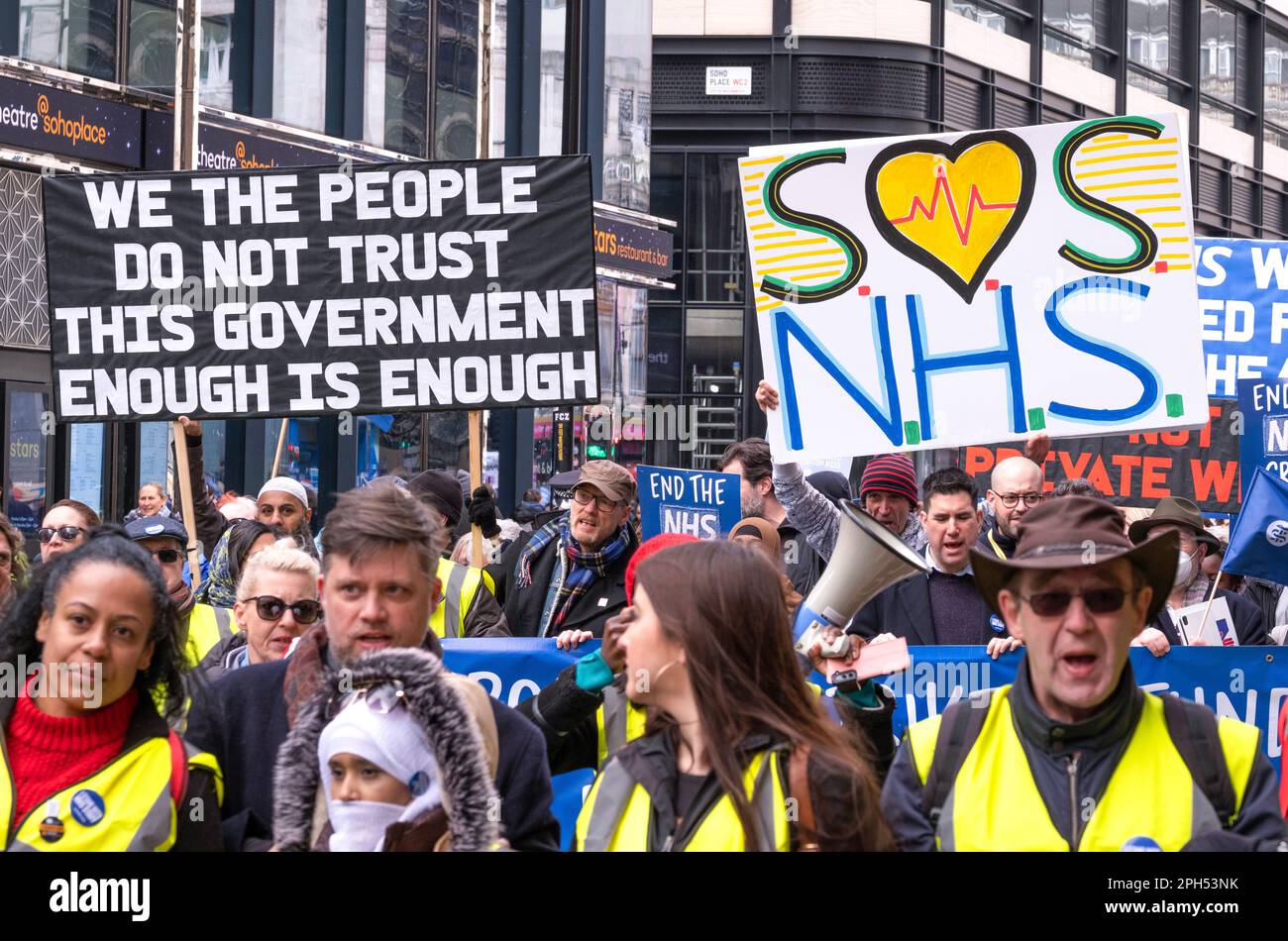 Protesters at the SOS NHS National Demo in London, supporting striking ...