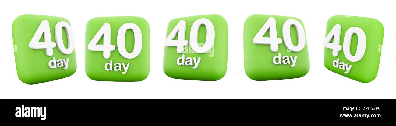 3d rendering 40 day left different positions icon set. 3d render 40 ...