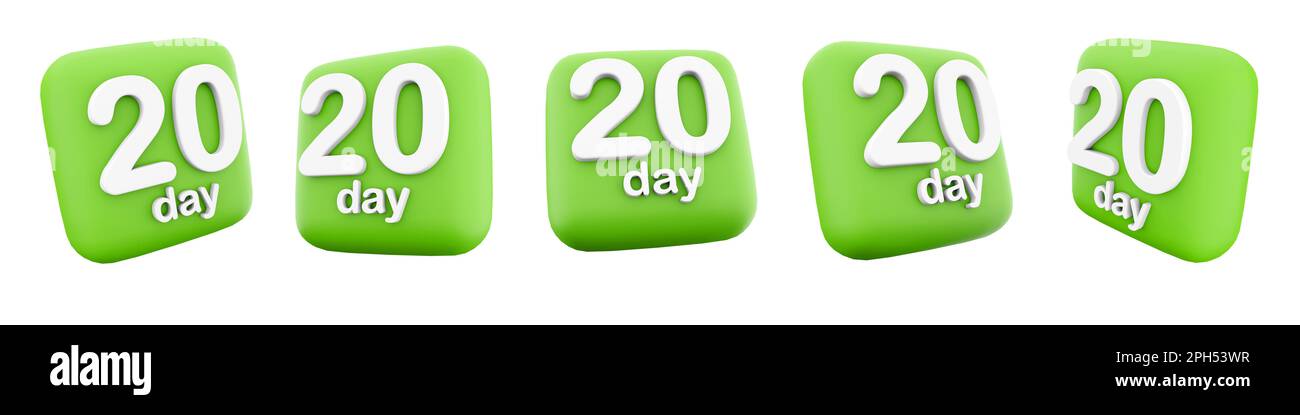 3d renderig Twenty days to go different positions icon set. 3d render ...