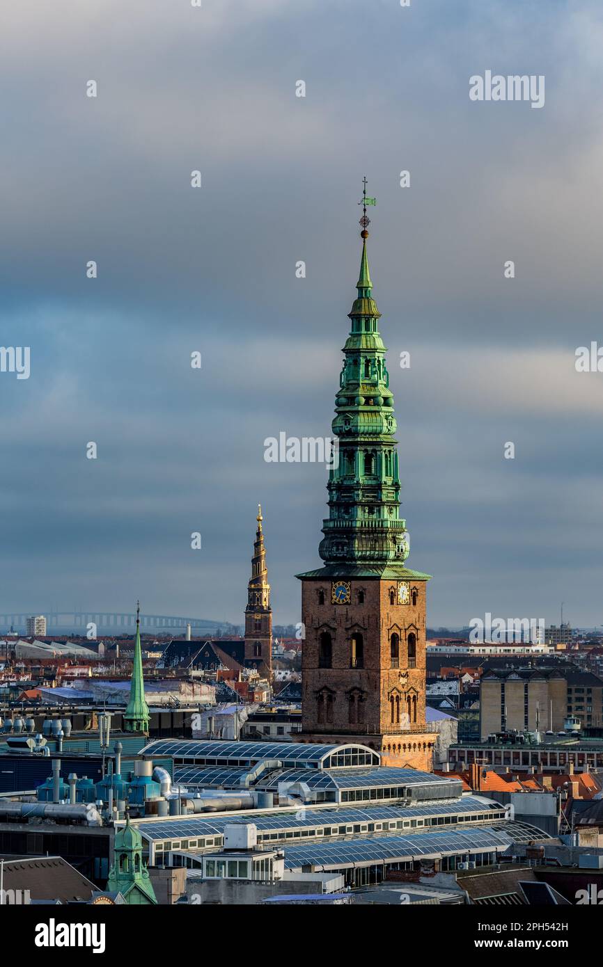 Elevated city perspective in cold windy day from the Round tower of ...