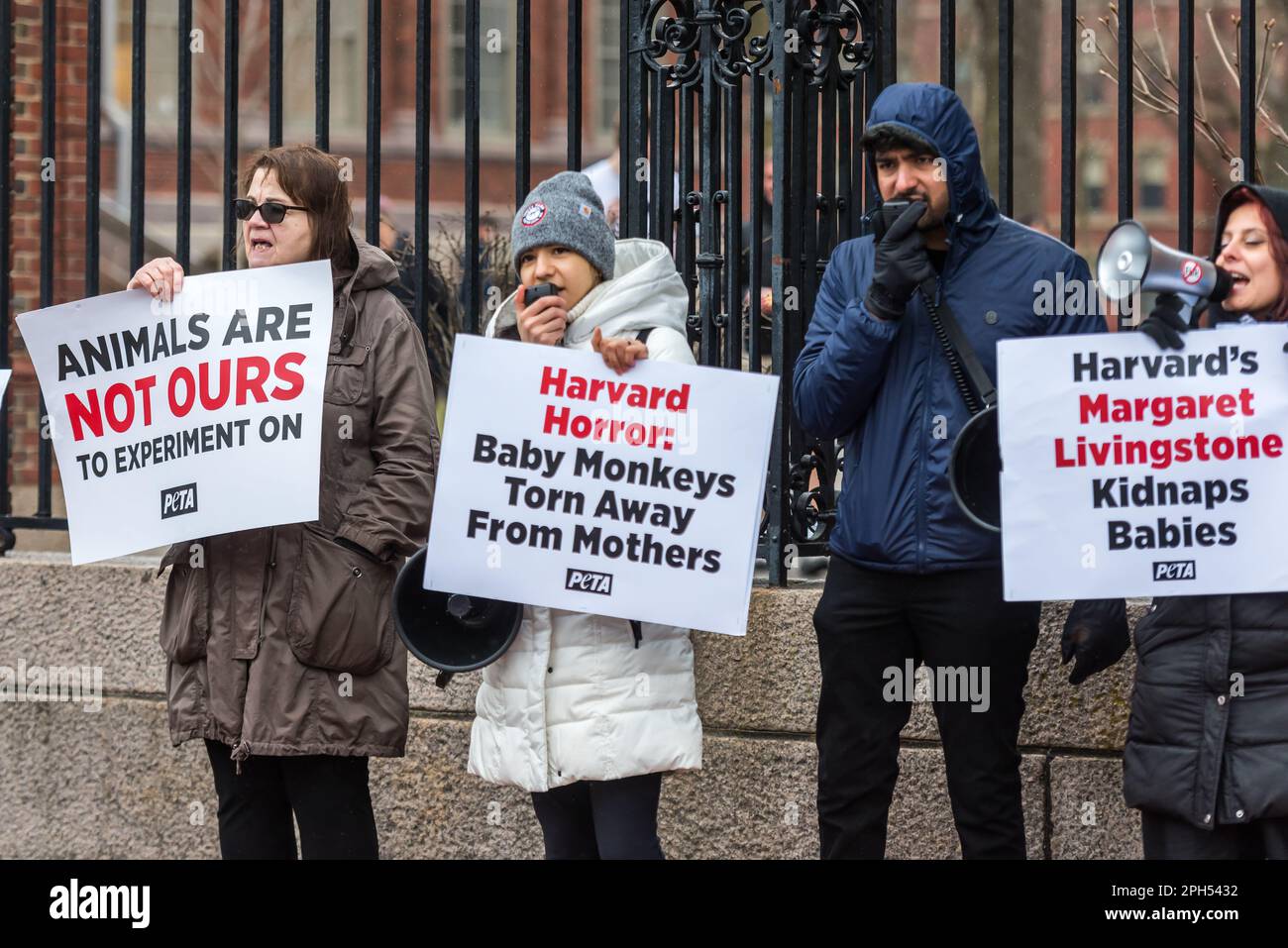 PETA protesters at Harvard University, outraged over cruel and unusual ...