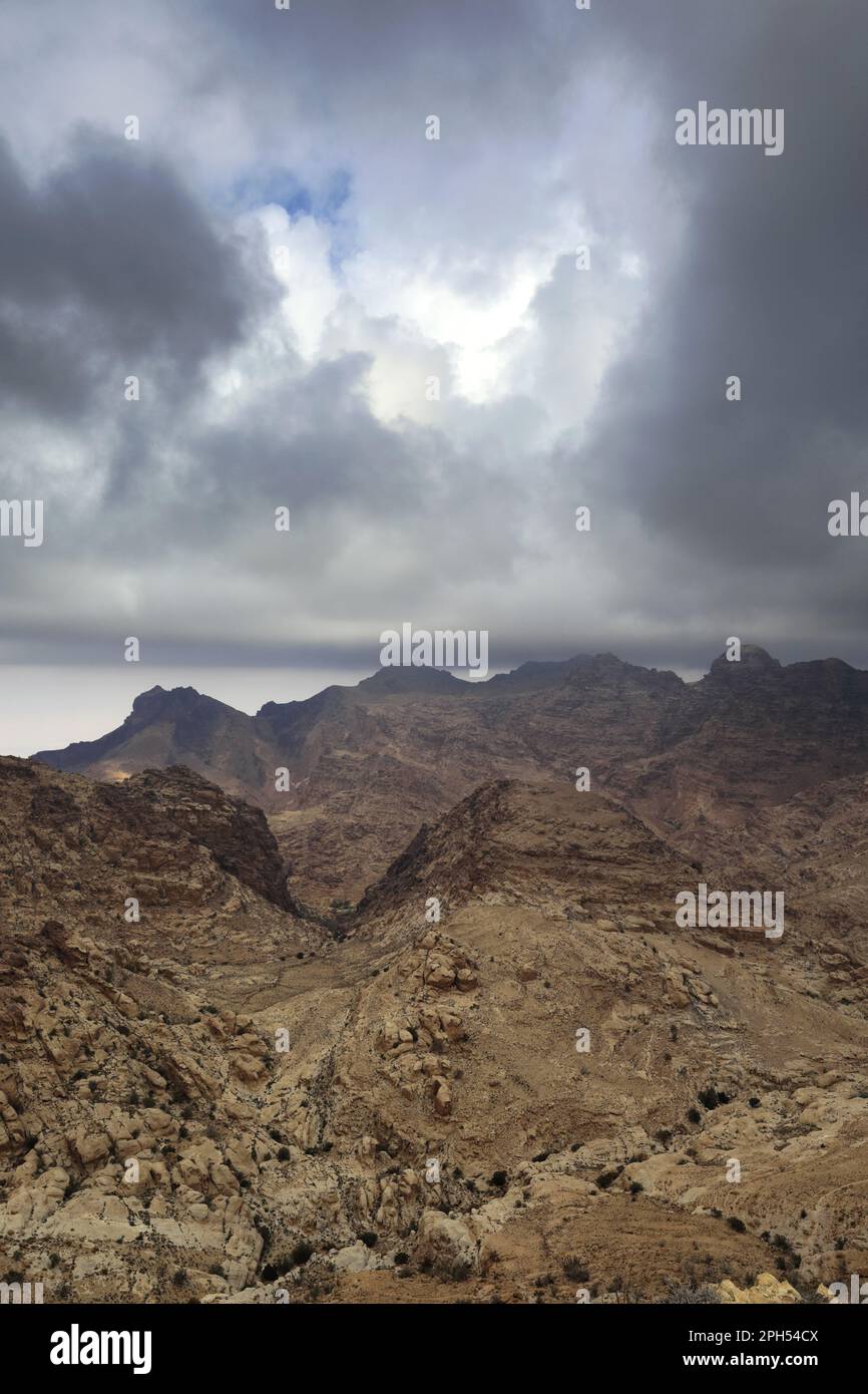 View over the landscape of Jabal Abu Mahmoud Mountains, South Central ...