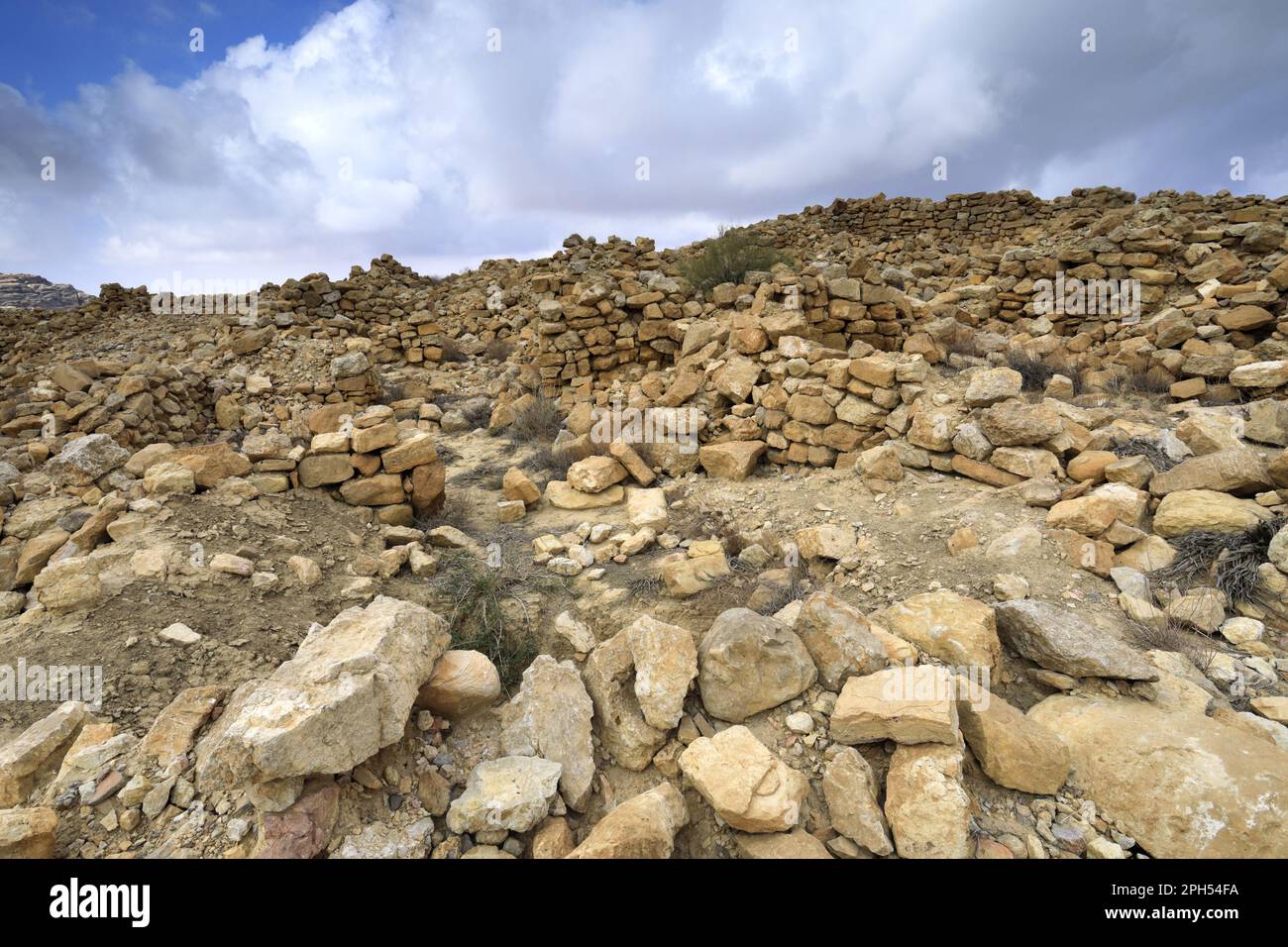 View over the ruined village of Qutla on Jabal Safaha, South Central ...