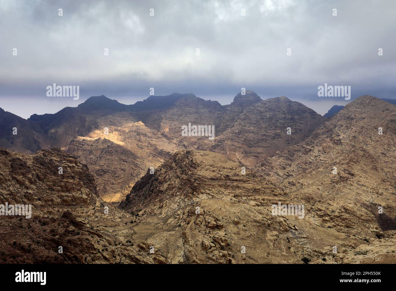 View over the landscape of Jabal Abu Mahmoud Mountains, South Central ...