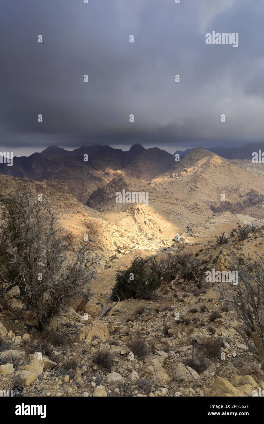 View over the landscape of Jabal Abu Mahmoud Mountains, South Central ...