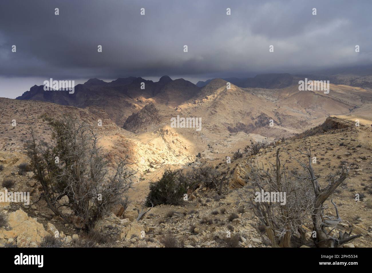 View over the landscape of Jabal Abu Mahmoud Mountains, South Central ...