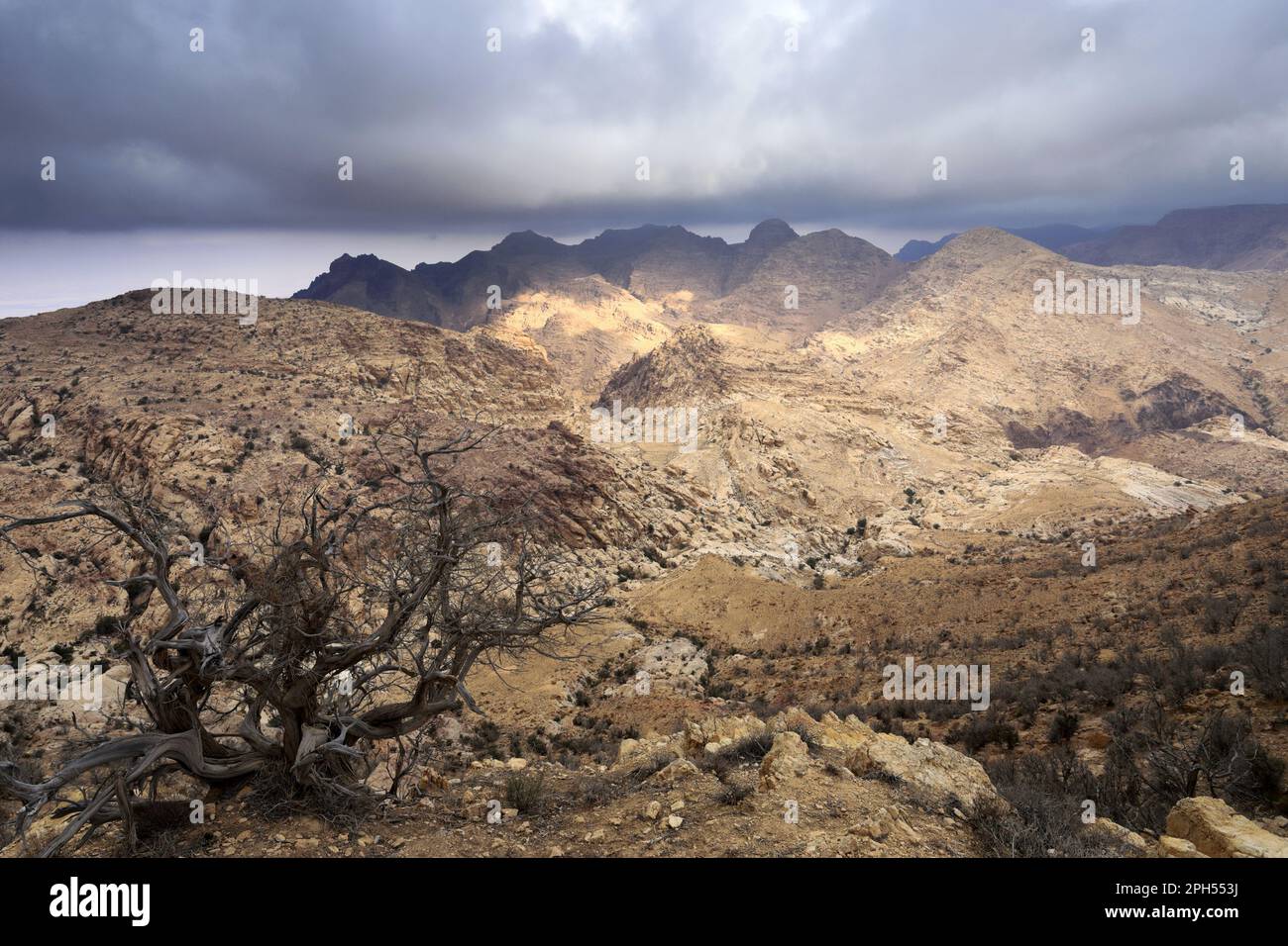 View over the landscape of Jabal Abu Mahmoud Mountains, South Central ...