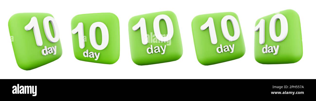 3d rendering 10 day to go different positions icon set. 3d render ten ...