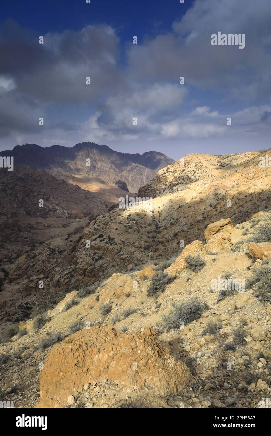 View over the landscape of Jabal Abu Mahmoud Mountains, South Central ...