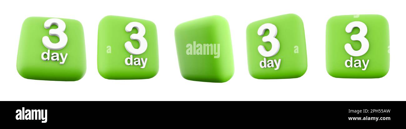 3d rendering 3 days left different positions icon set. 3d render three ...