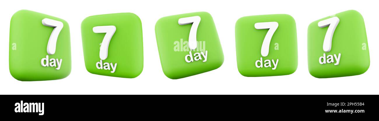 3d rendering 7 day left different positions icon set. 3d render seven ...