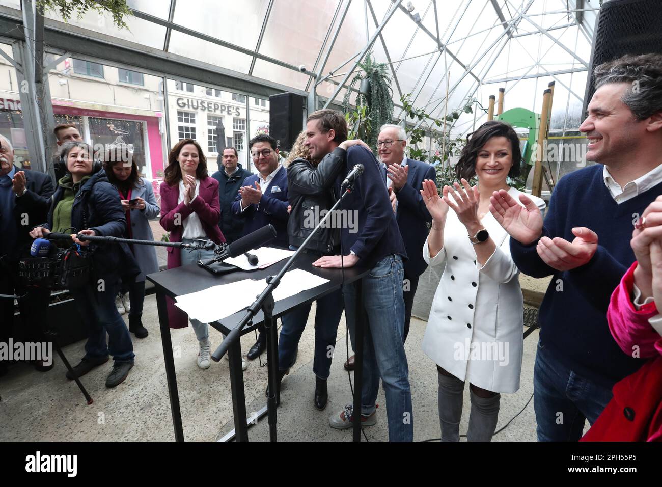 Gent, Belgium. 26th Mar, 2023. Gent Mayor Mathias De Clercq and Gent's ...