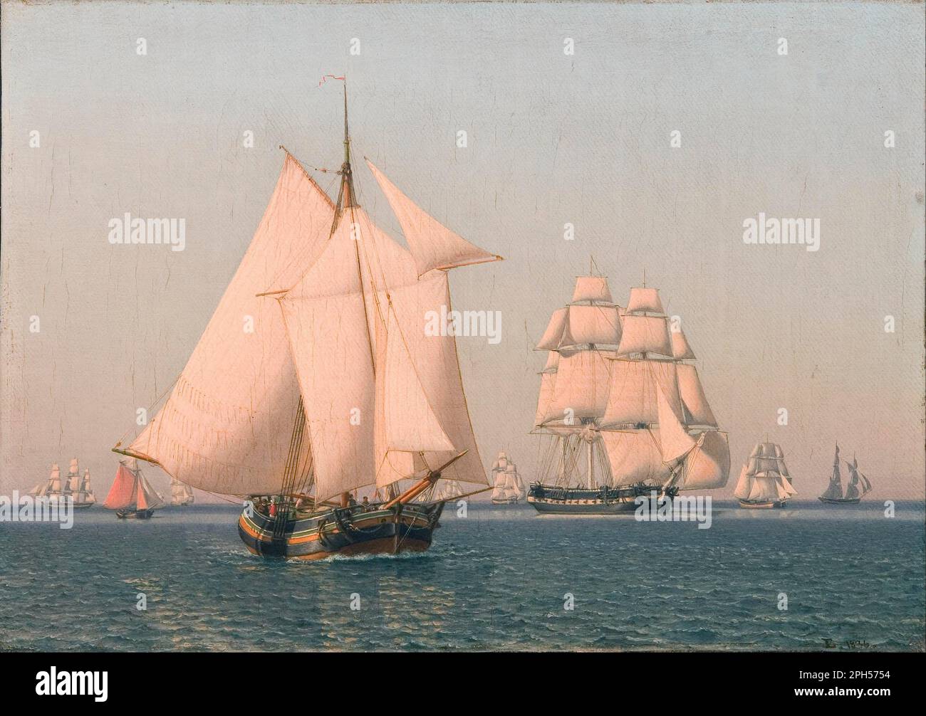 Ships under sail in a mild breeze on a clear summer's afternoon 1836 by ...