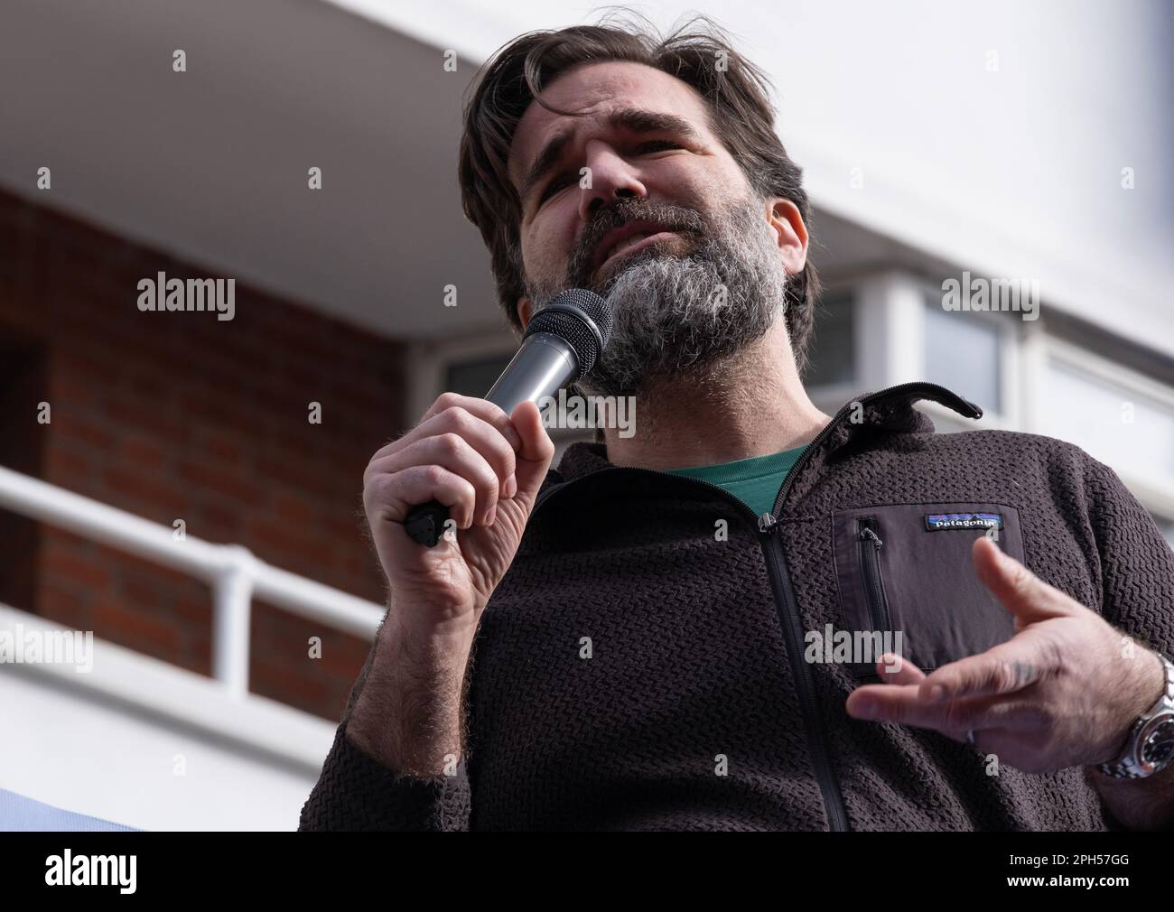 Actor Rob Delaney speaking at the SOS NHS National Demo in London ...