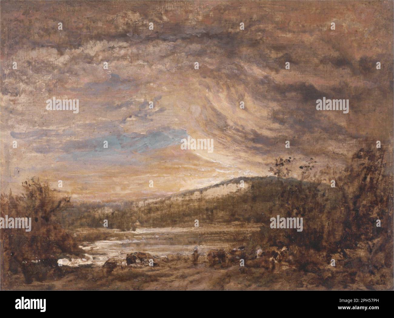 A River Landscape, Sunset circa 1860 by John Linnell Stock Photo - Alamy