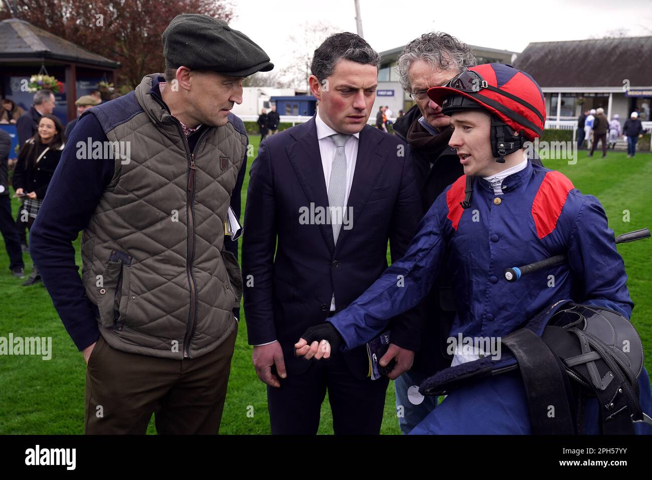 Jockey Colin Keane (right) and trainer Michael O'Callaghan (centre ...