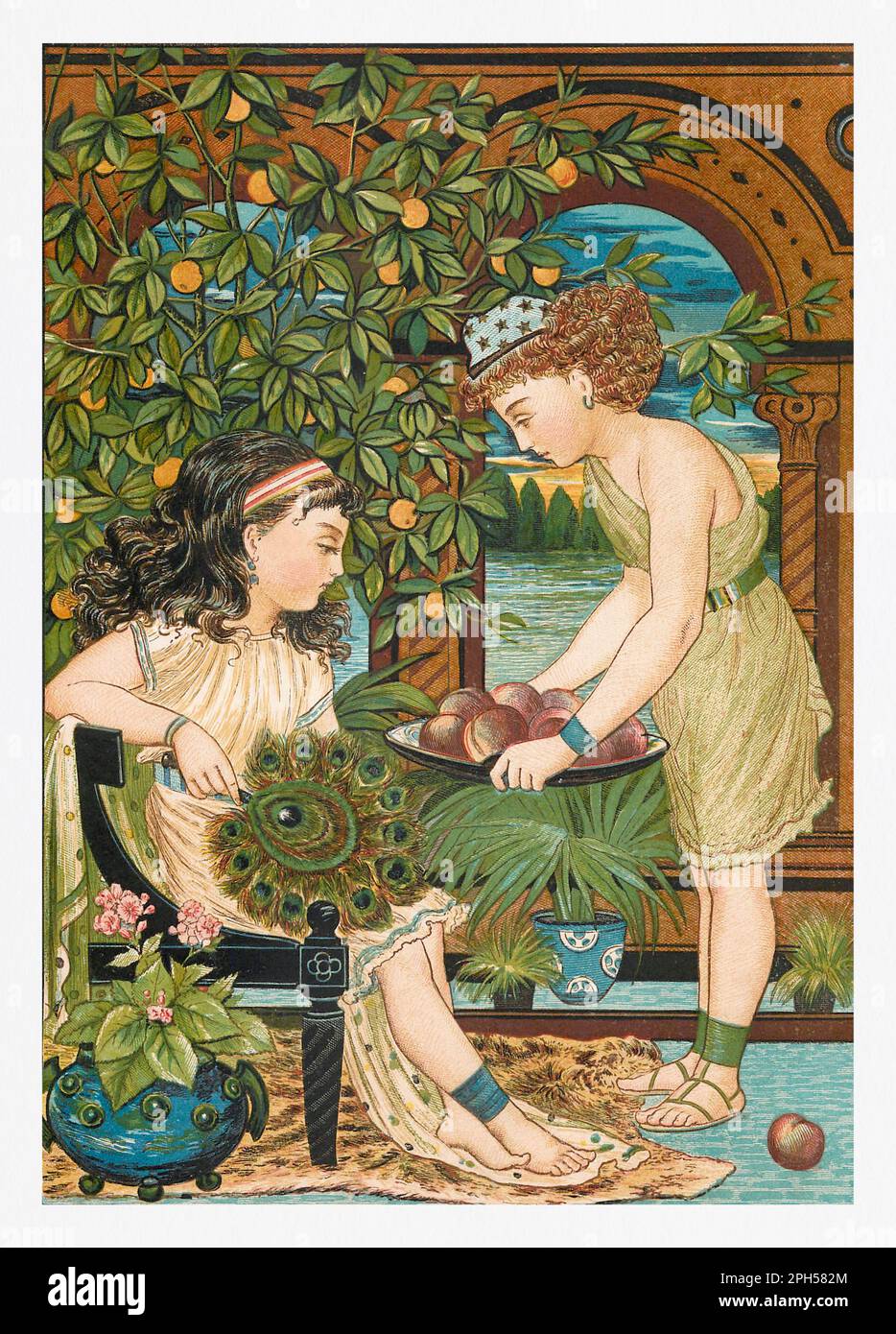 Autumn kids. Children of ancient Egypt in their home by The Nilo River ...