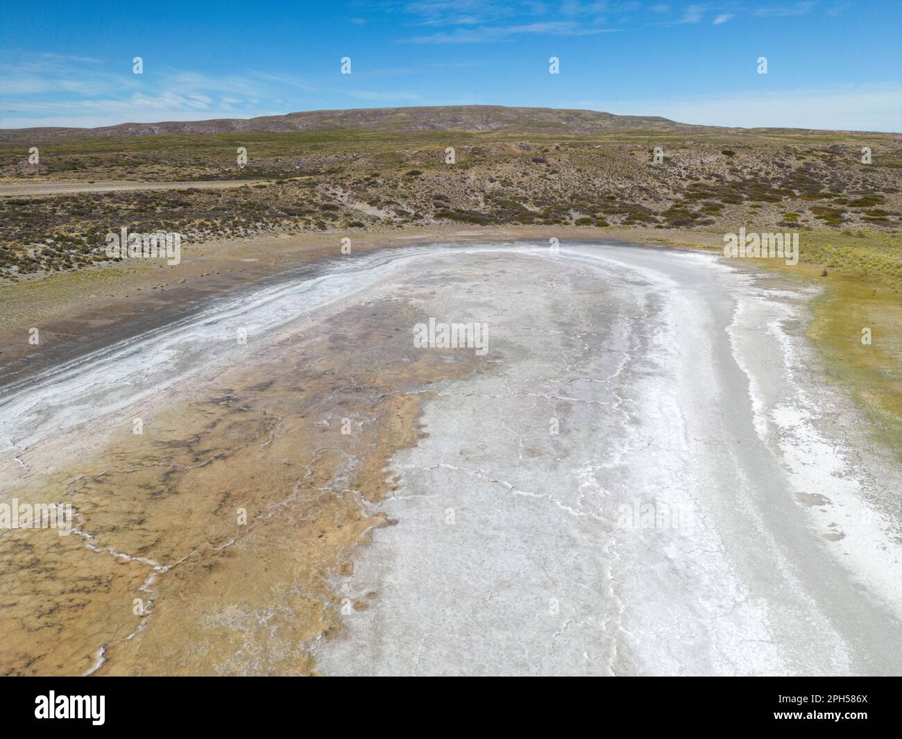 Completely dried out salt lake beside the Ruta40 in Argentina, South ...
