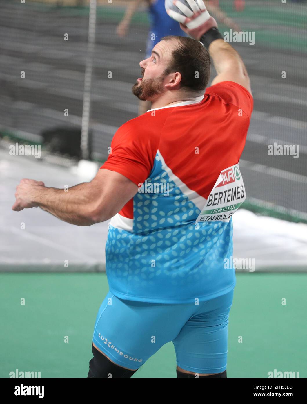 Bob BERTEMES of Luxembourg Shot Put Men Final during the European Athletics Indoor Championships ...