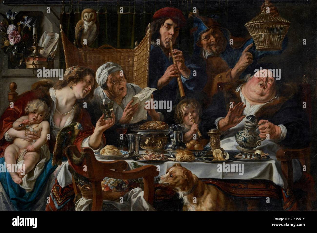 As the Old Sing, So the Young Pipe circa 1640 by Jacob Jordaens Stock ...