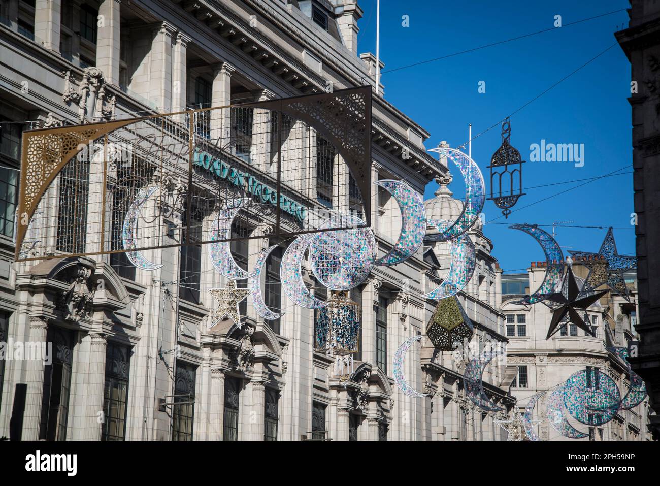 Central London Decoration for Ramadan including symbols of Muslim ...