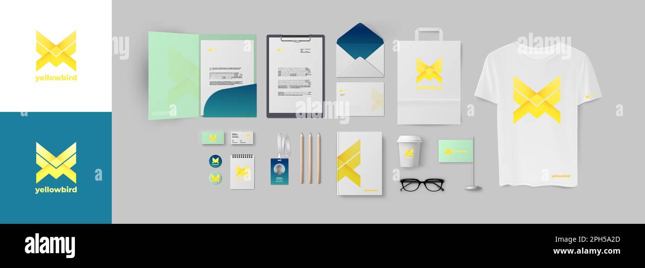 Blue and yellow corporate branding for modern new company, full starter ...