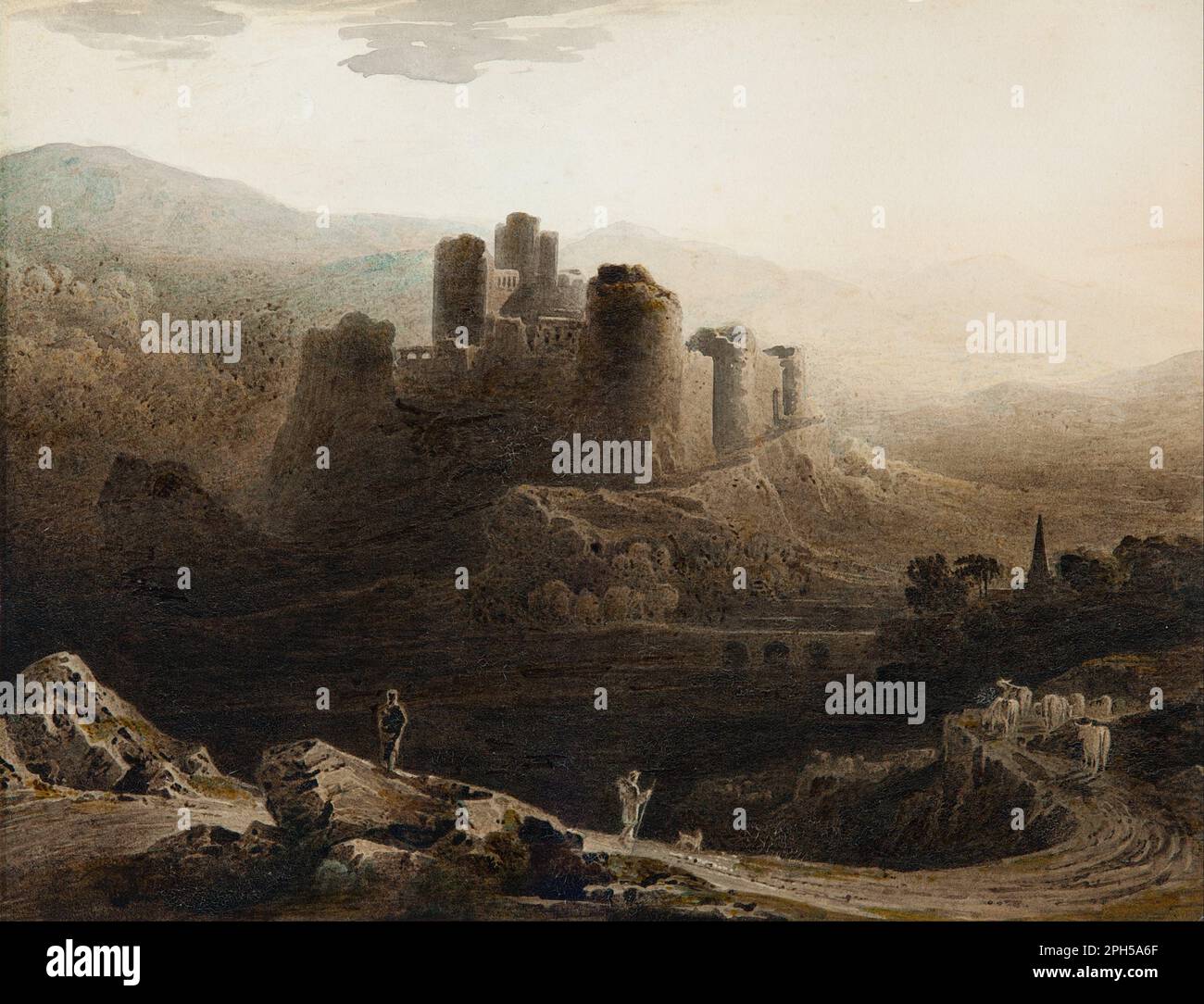 Moonlight - Chepstow Castle 1815 by John Martin Stock Photo - Alamy