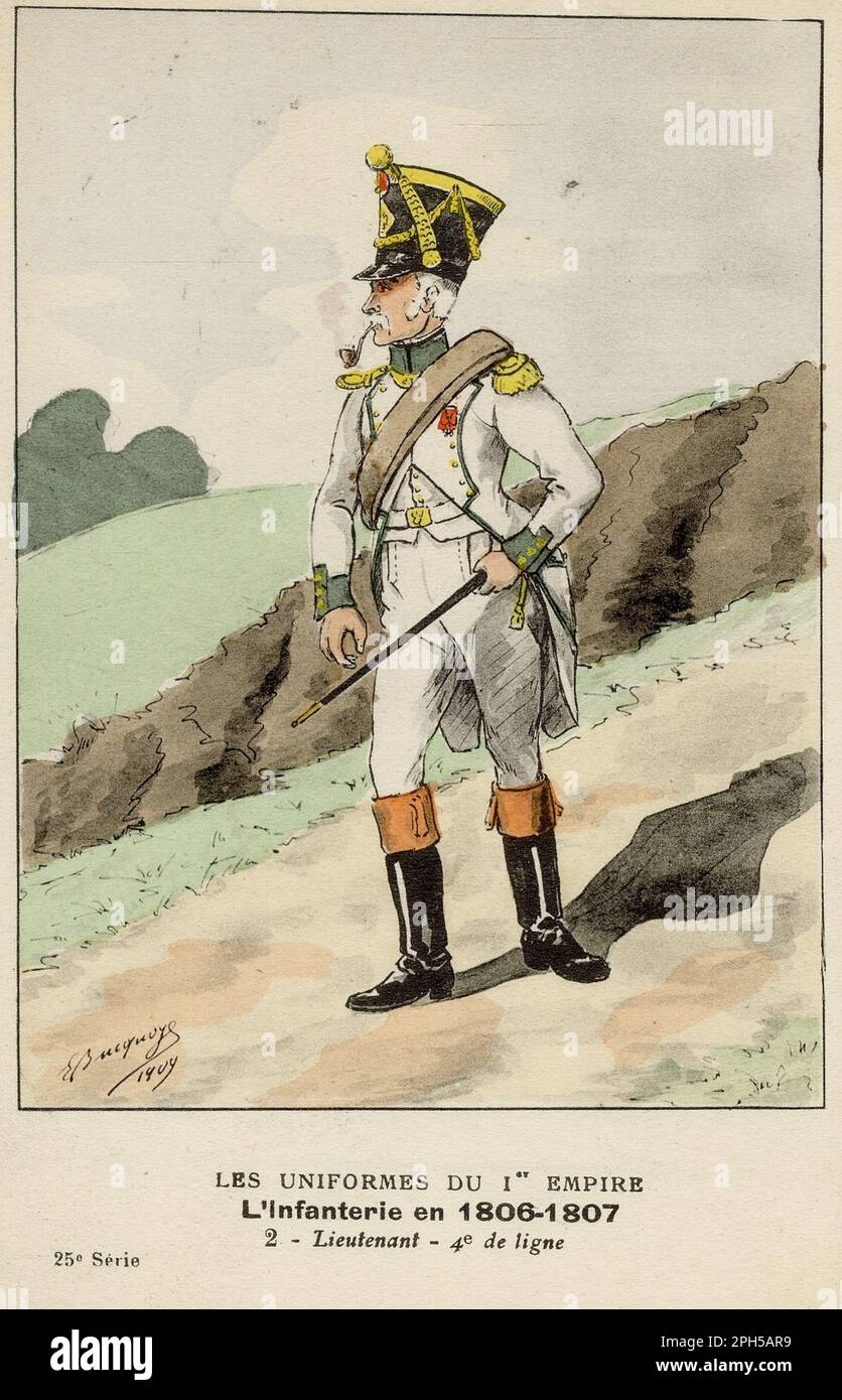 lieutenant du 4e régiment d'infanterie de ligne 1806 - 1807 Stock Photo - Alamy
