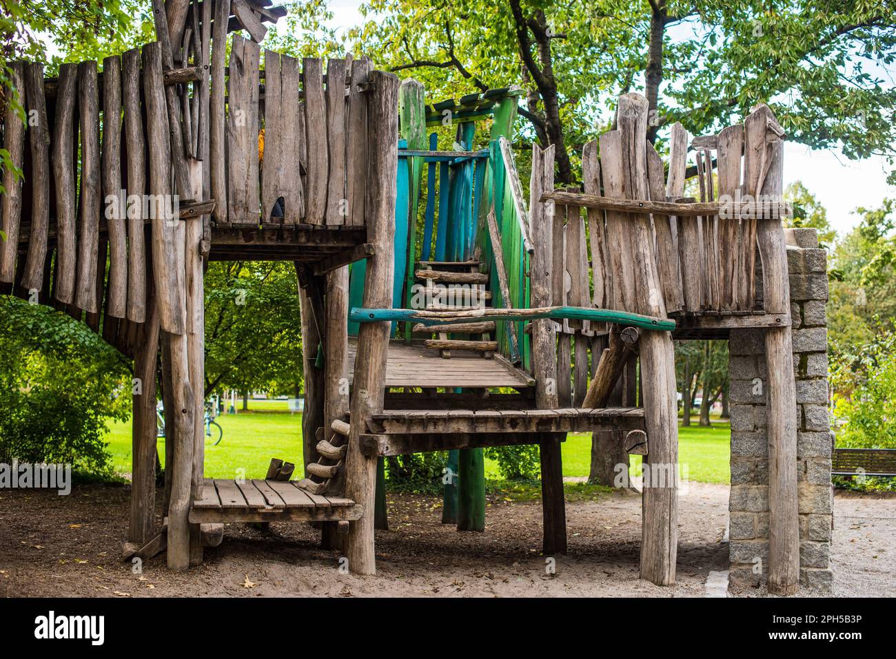 wooden children's playground, part of children playground, funny and ...