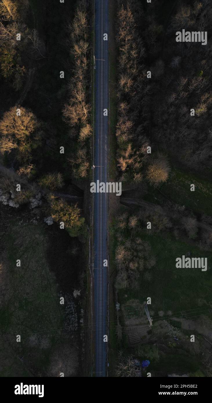 Aerial photo of a railroad Stock Photo - Alamy