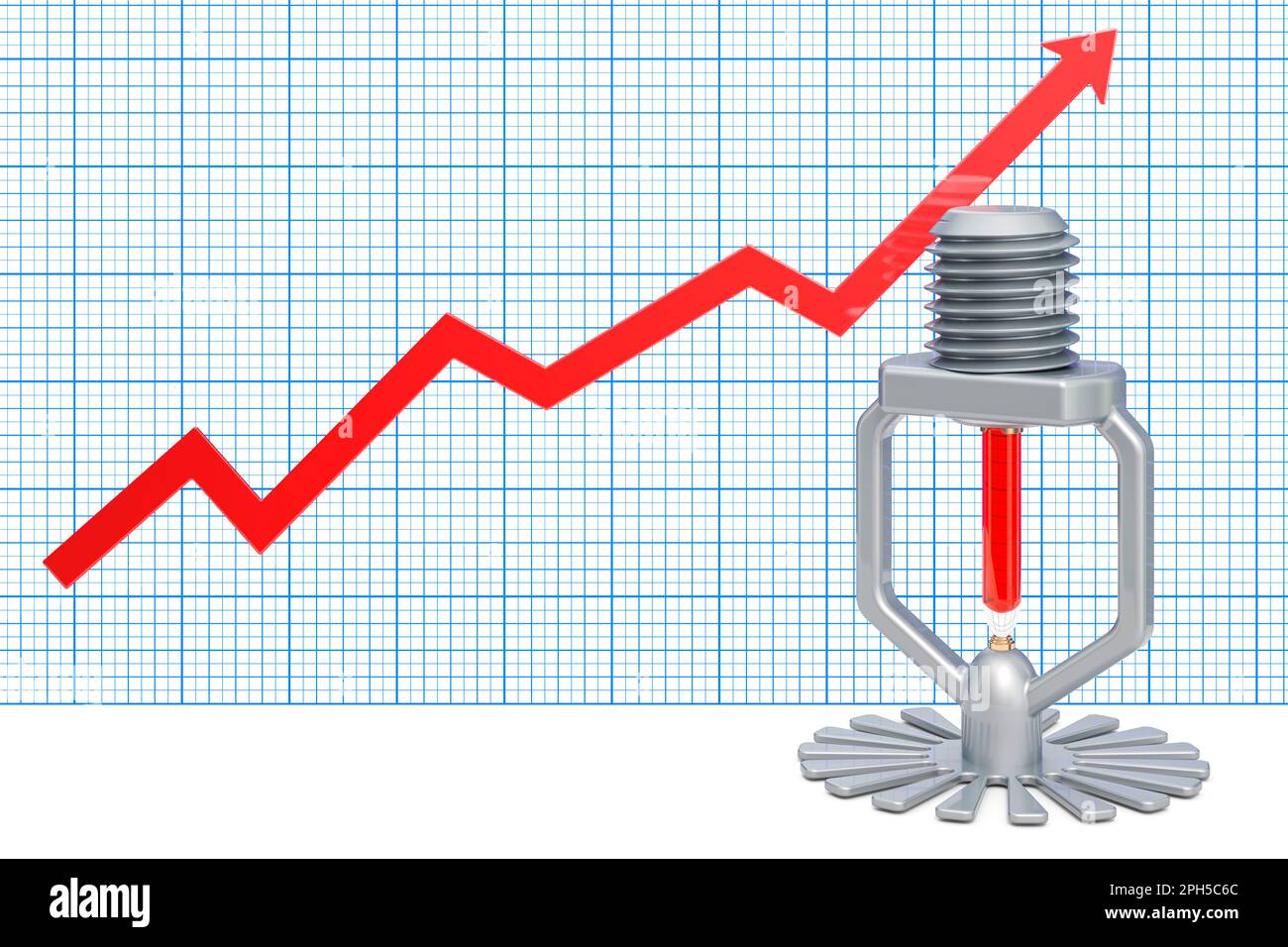 Fire Sprinkler with growing chart. 3D rendering Stock Photo - Alamy