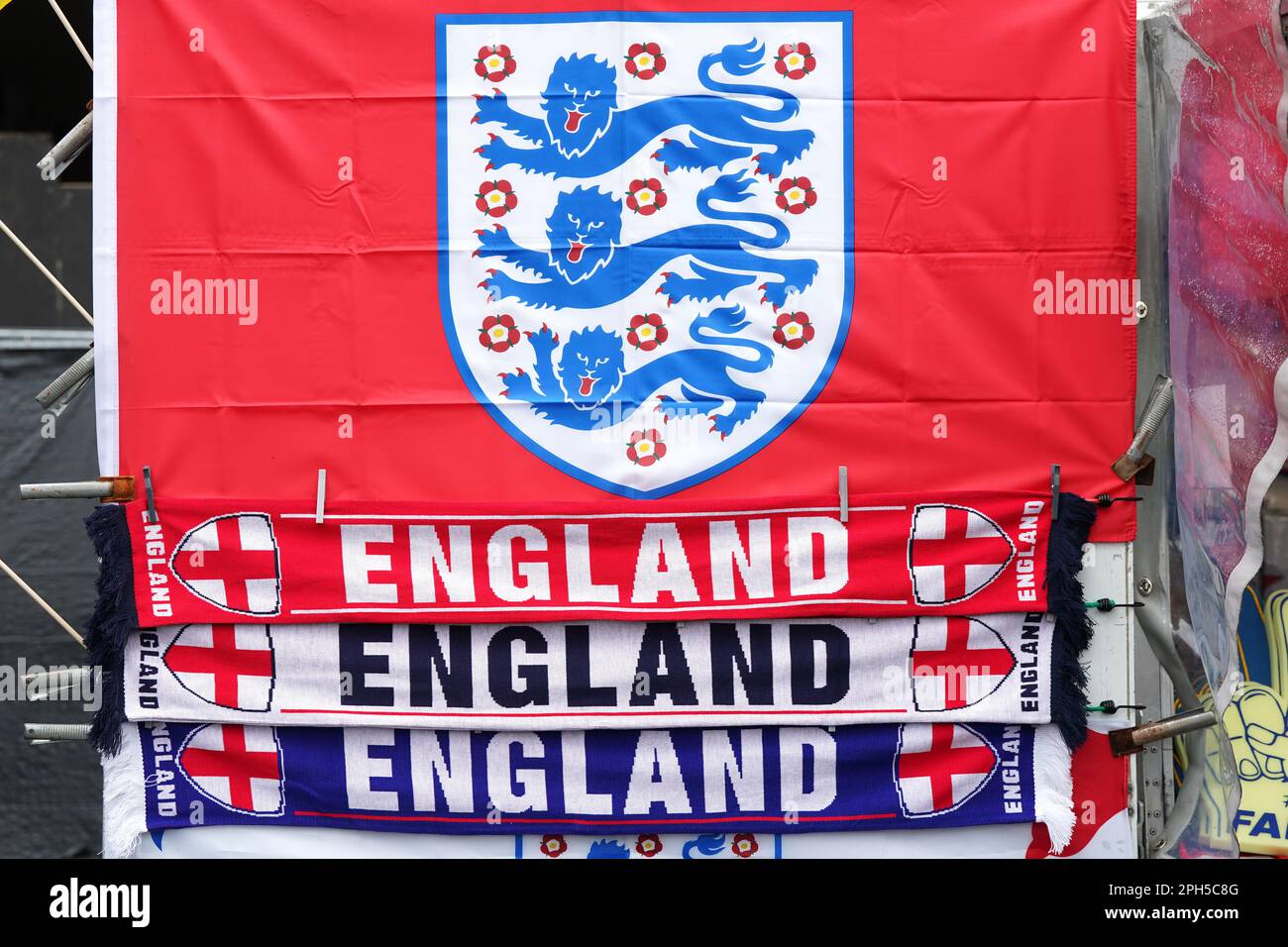England scarves for sale ahead of the UEFA Euro 2024 Group C qualifying ...