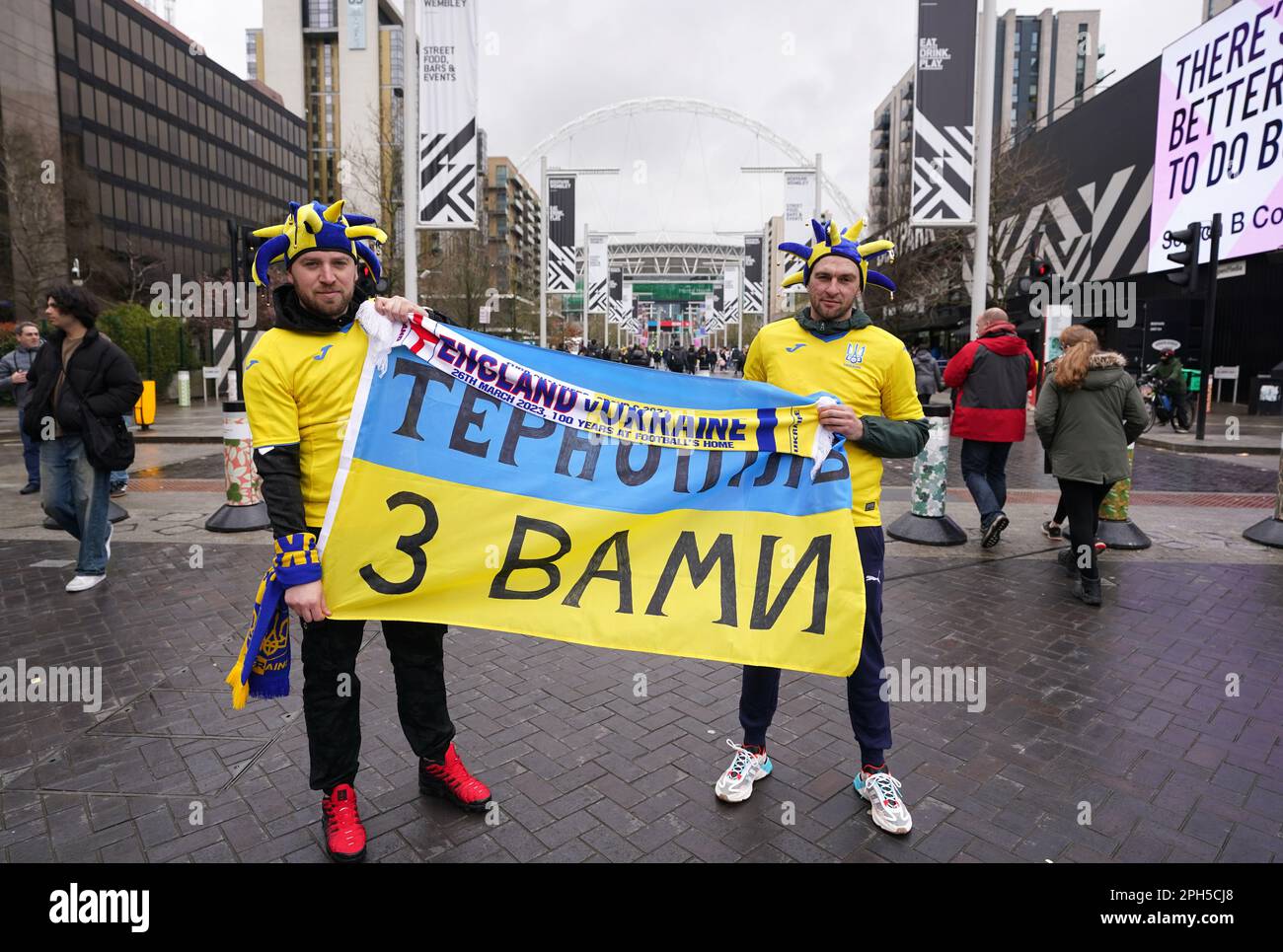 Ukraine fans on Wembley Way ahead of the UEFA Euro 2024 Group C ...
