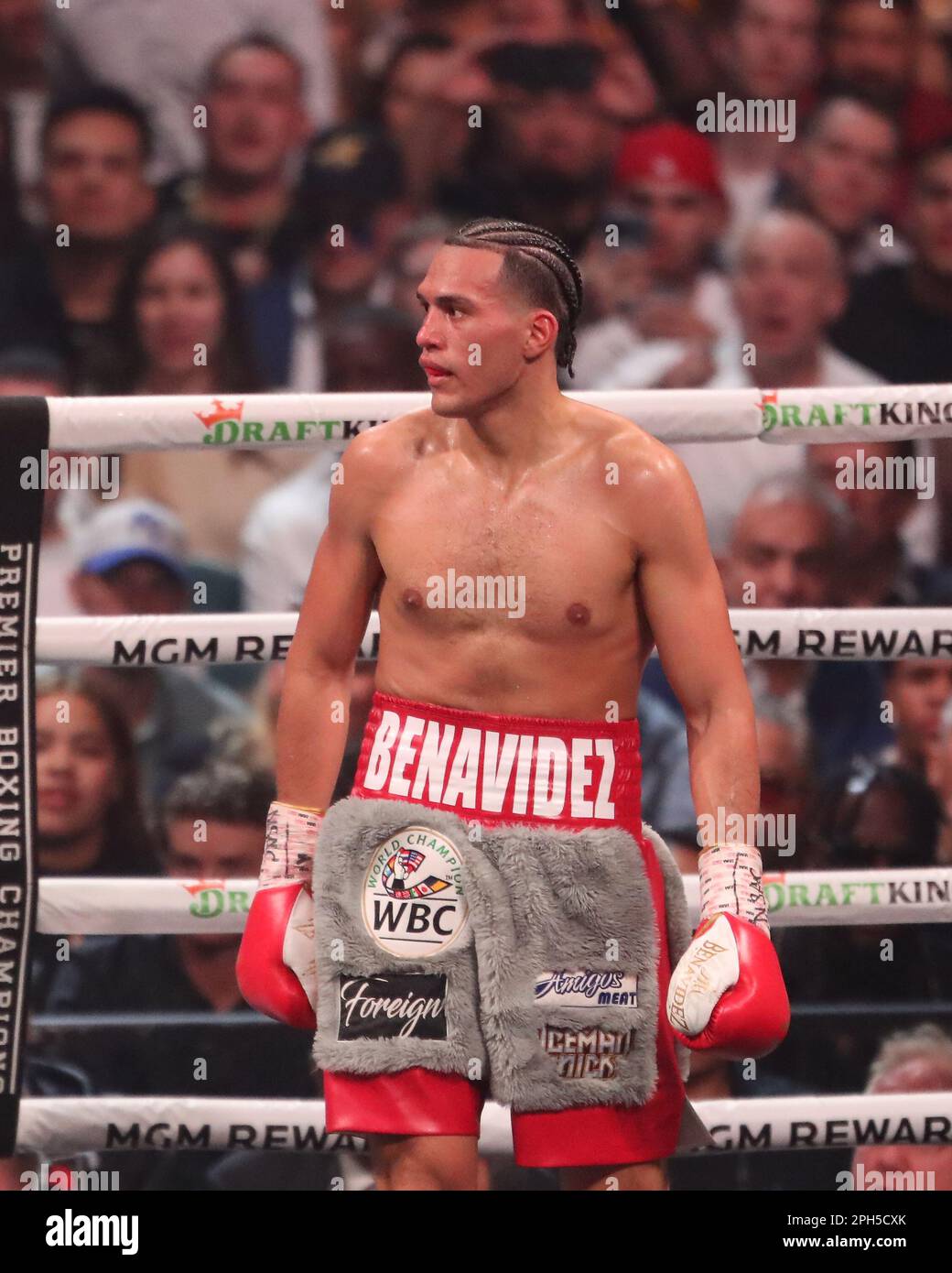 LAS VEGAS, NV - MARCH 25: David Benavidez stands in the corner in his ...