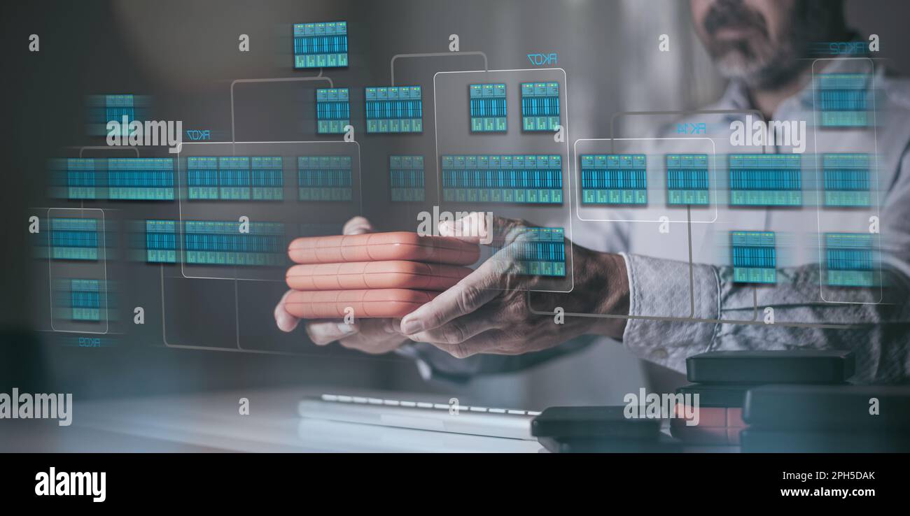 IT engineer plan and design new data center server room. Cloud ...