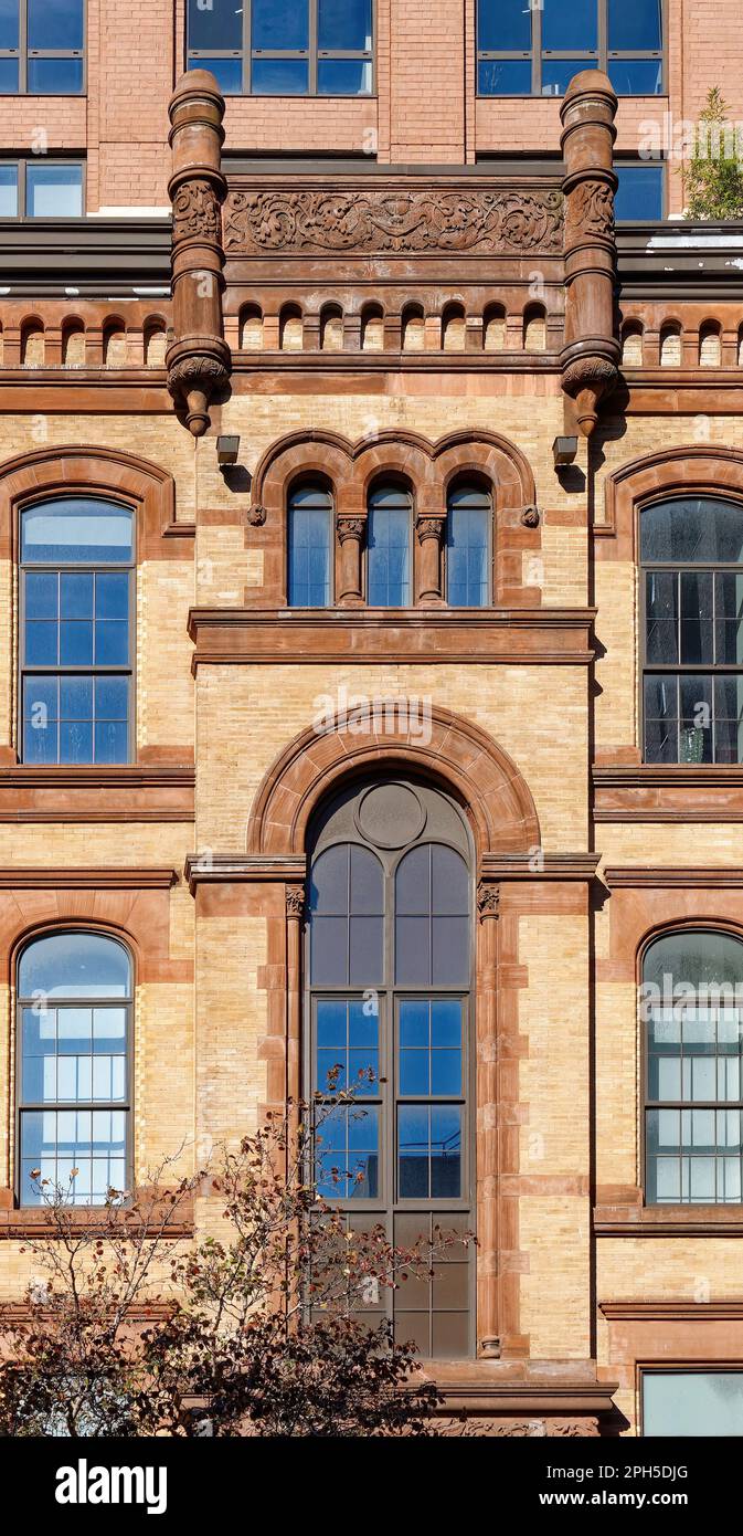 Beekman Regent detail. The Romanesque façade of NYC Public School 35 ...