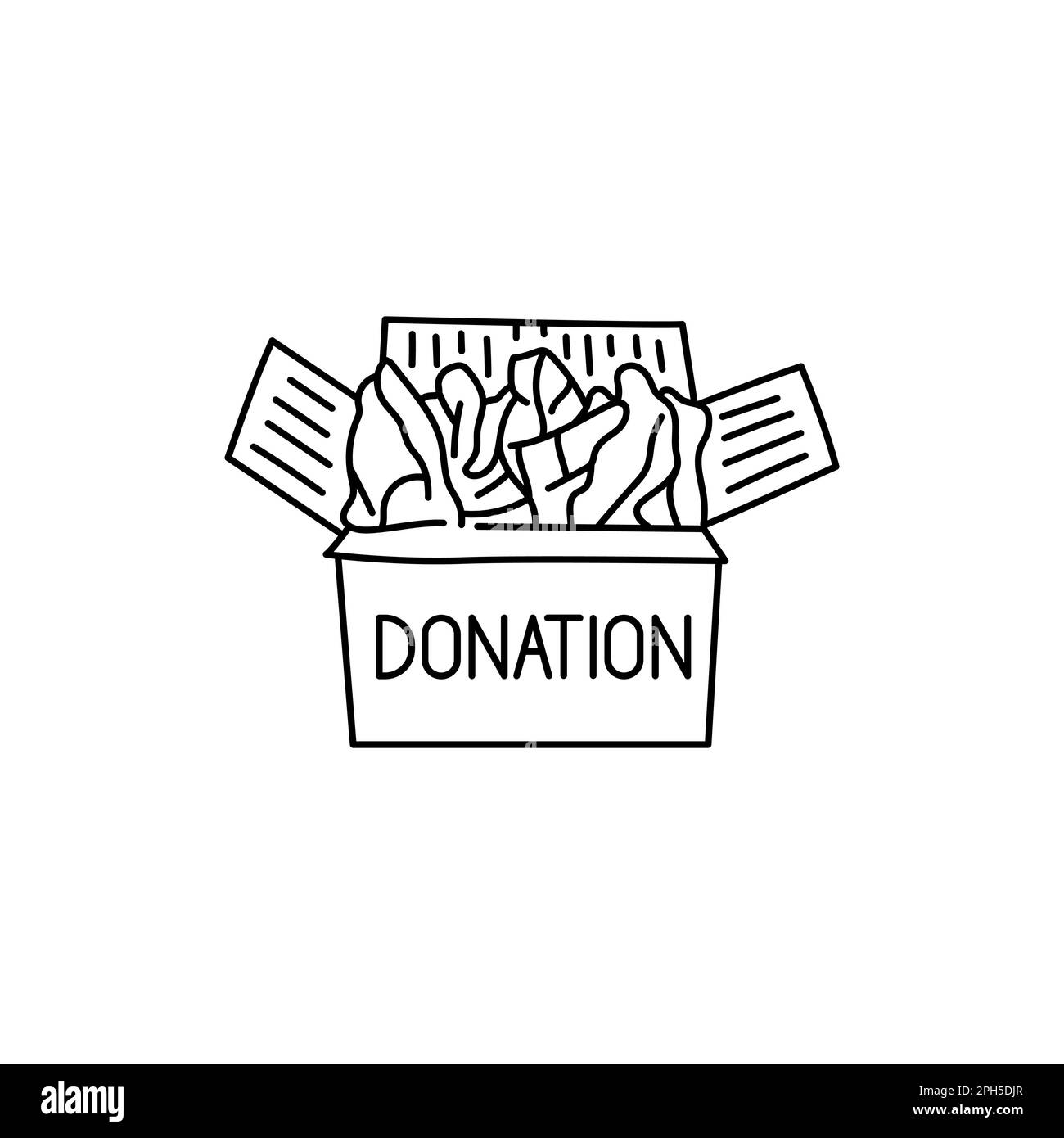 Donation box with clothes black line icon. Pictogram for web page ...