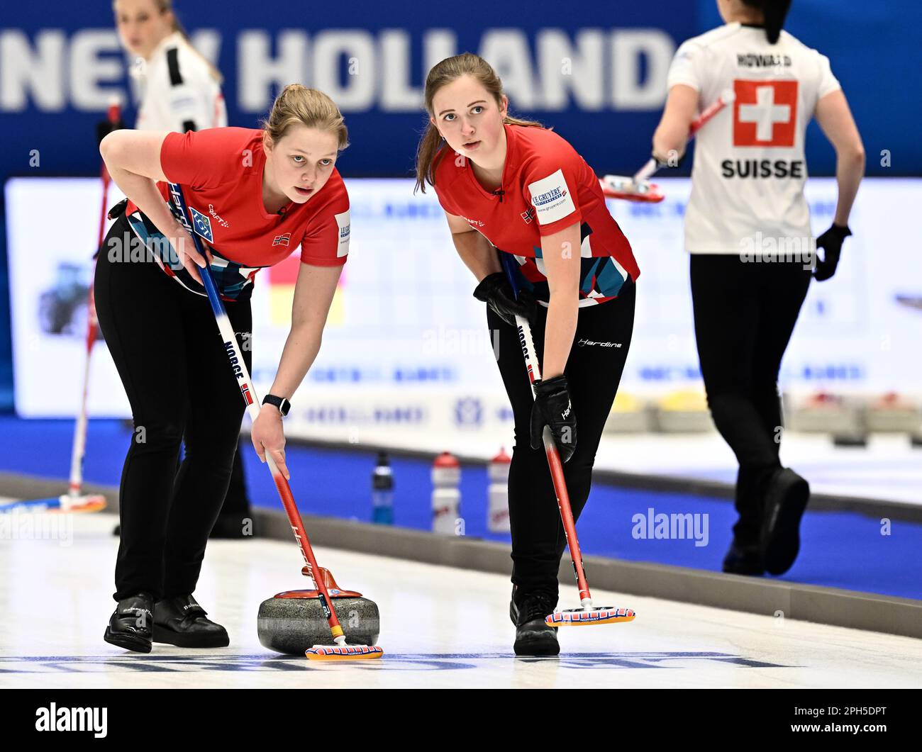 Mille Haslev Nordby and Martine Rönning, Norway, in action during the ...