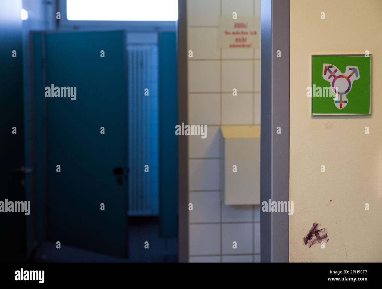 Berlin, Germany. 16th Mar, 2023. Next to the entrance to a restroom at ...