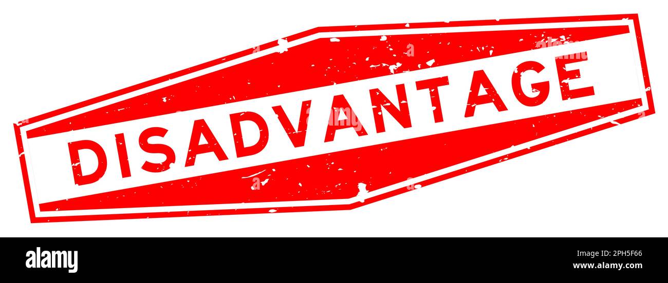 Grunge red disadvantage word hexagon rubber seal stamp on white ...