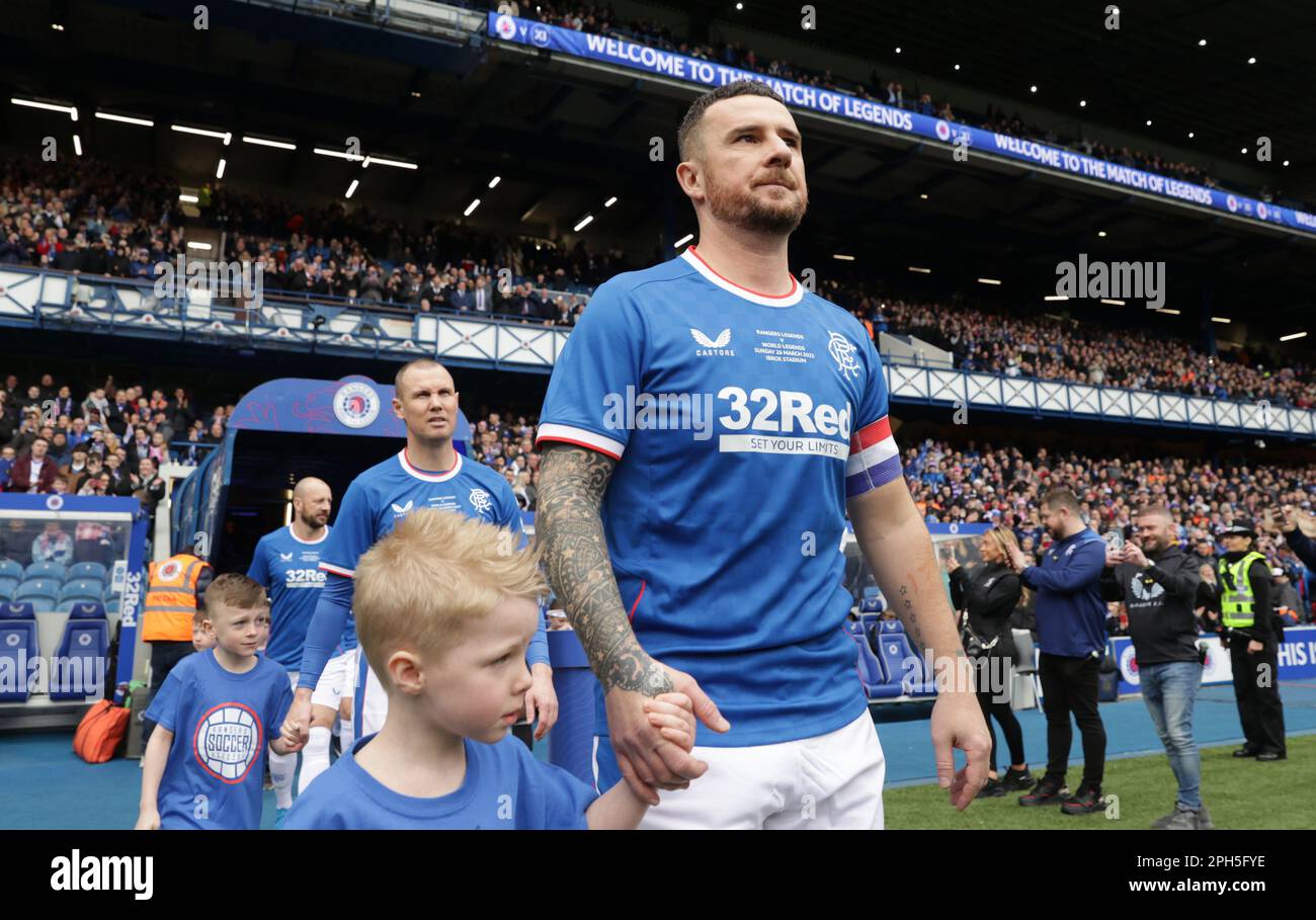 Rangers Legends’ Barry Ferguson leads out his side ahead of the Legends ...