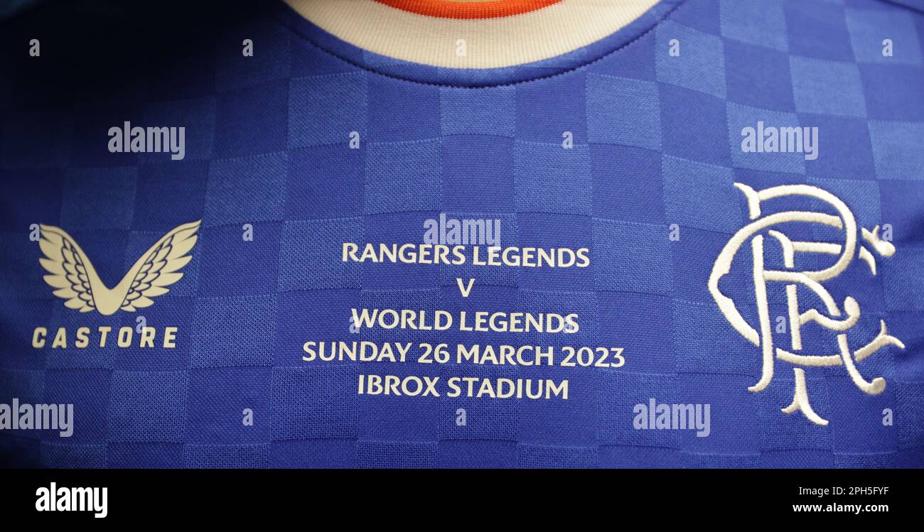 A detailed view of the Rangers Legends shirt during the Legends match ...