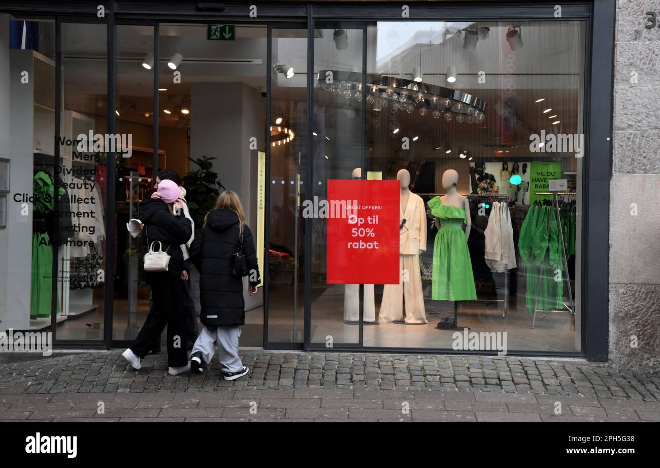 Copenhagen /Denmark/26 March 2023/Swedish retail store H&M on stroeget ...