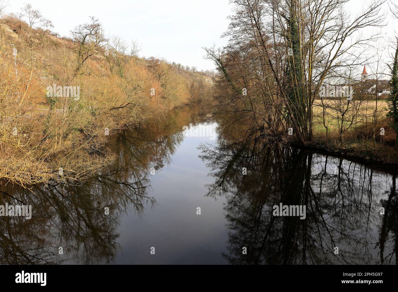 Trees are reflected in the Enz river near Untermberg Stock Photo - Alamy