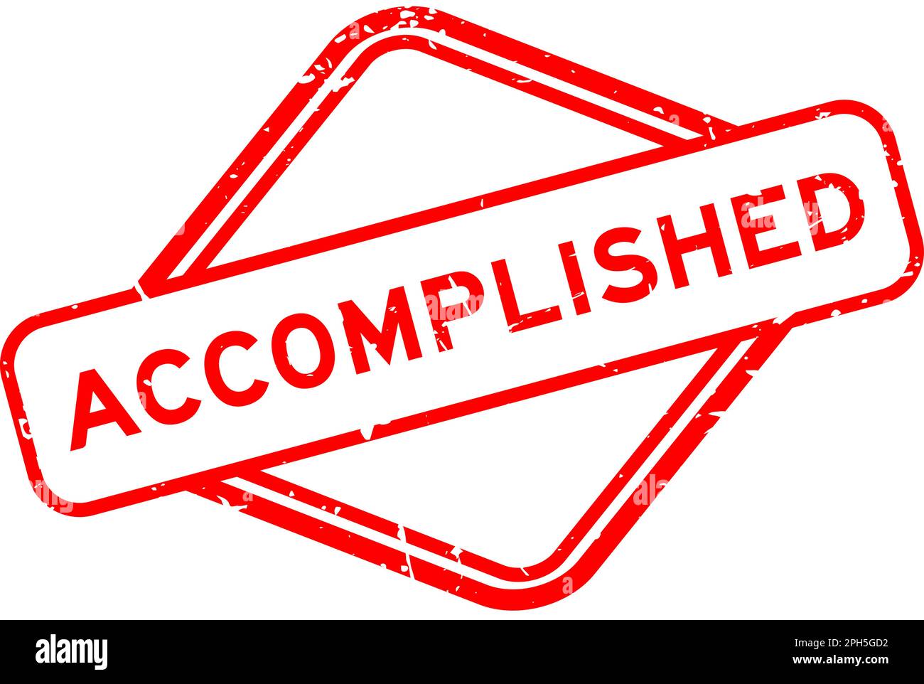 Grunge red accomplished word rubber seal stamp on white background ...